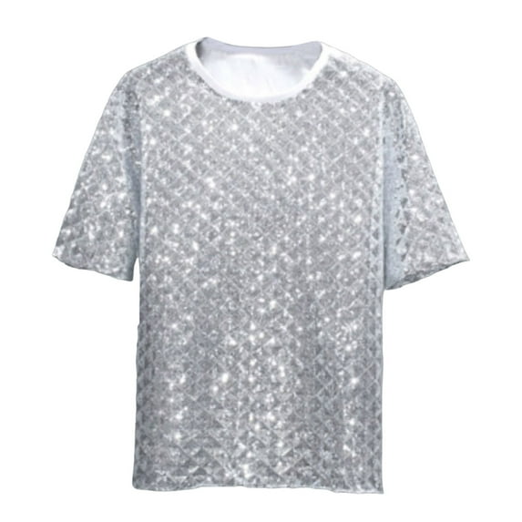 Krdevn Men's T Shirt Stage Performance Shirt with Round Neck for Show ...