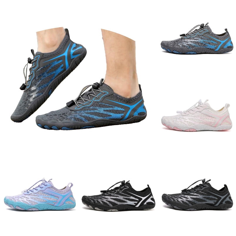 Krdevn Mens Leopard Print Barefoot Water Shoes Quick Pull Lace Wide Toe ...