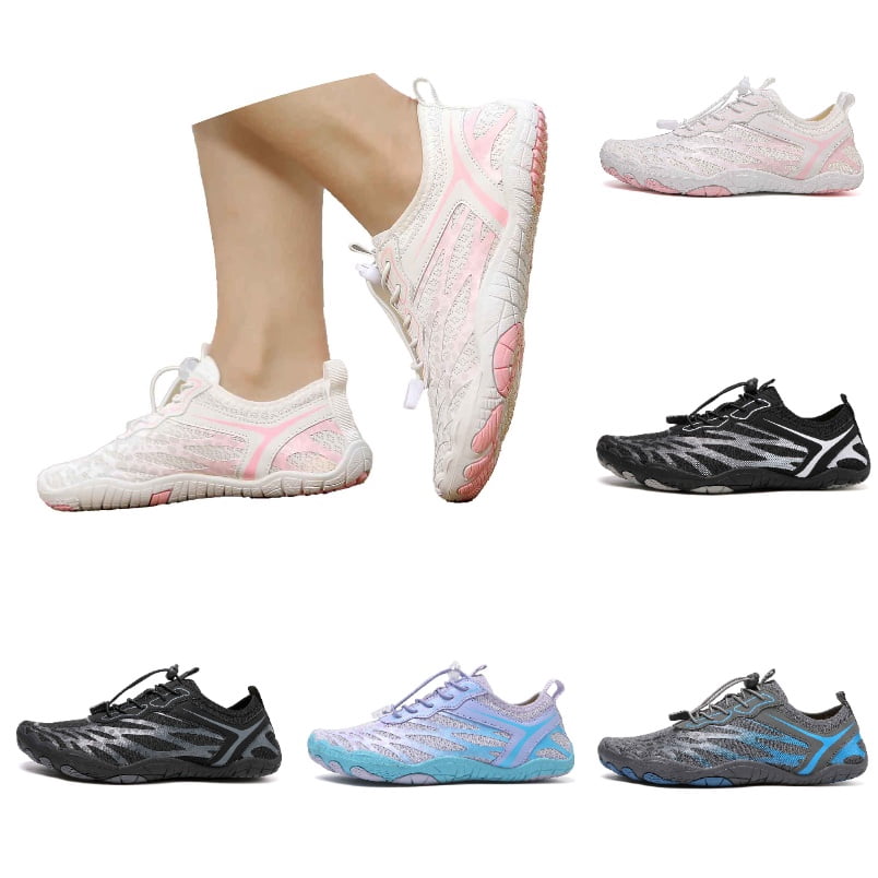 Krdevn Mens Leopard Print Barefoot Water Shoes Quick Pull Lace Wide Toe ...