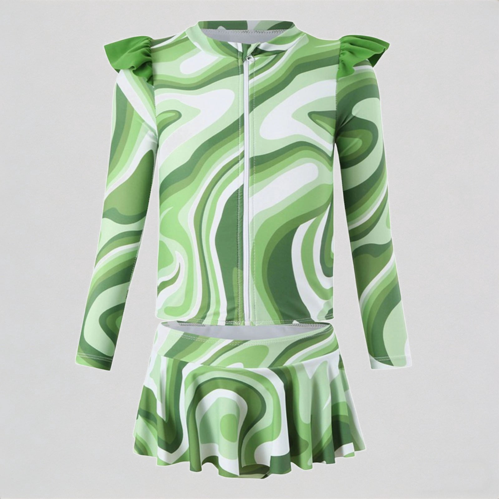 Krdevn Style Long Sleeve Two Piece Girls Swimwear for Beach and Pool ...