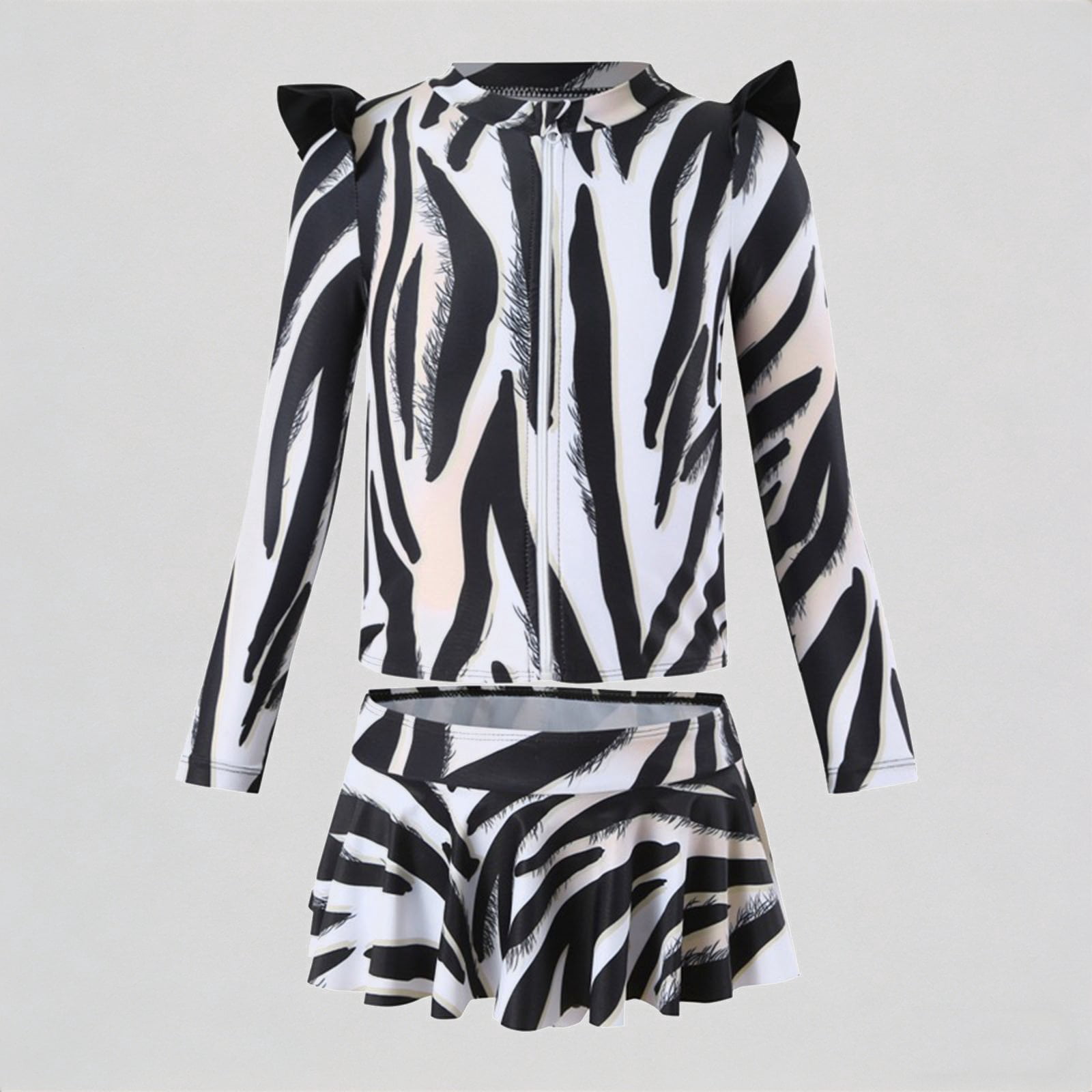 Krdevn Style Long Sleeve Two Piece Girls Swimwear for Beach and Pool ...