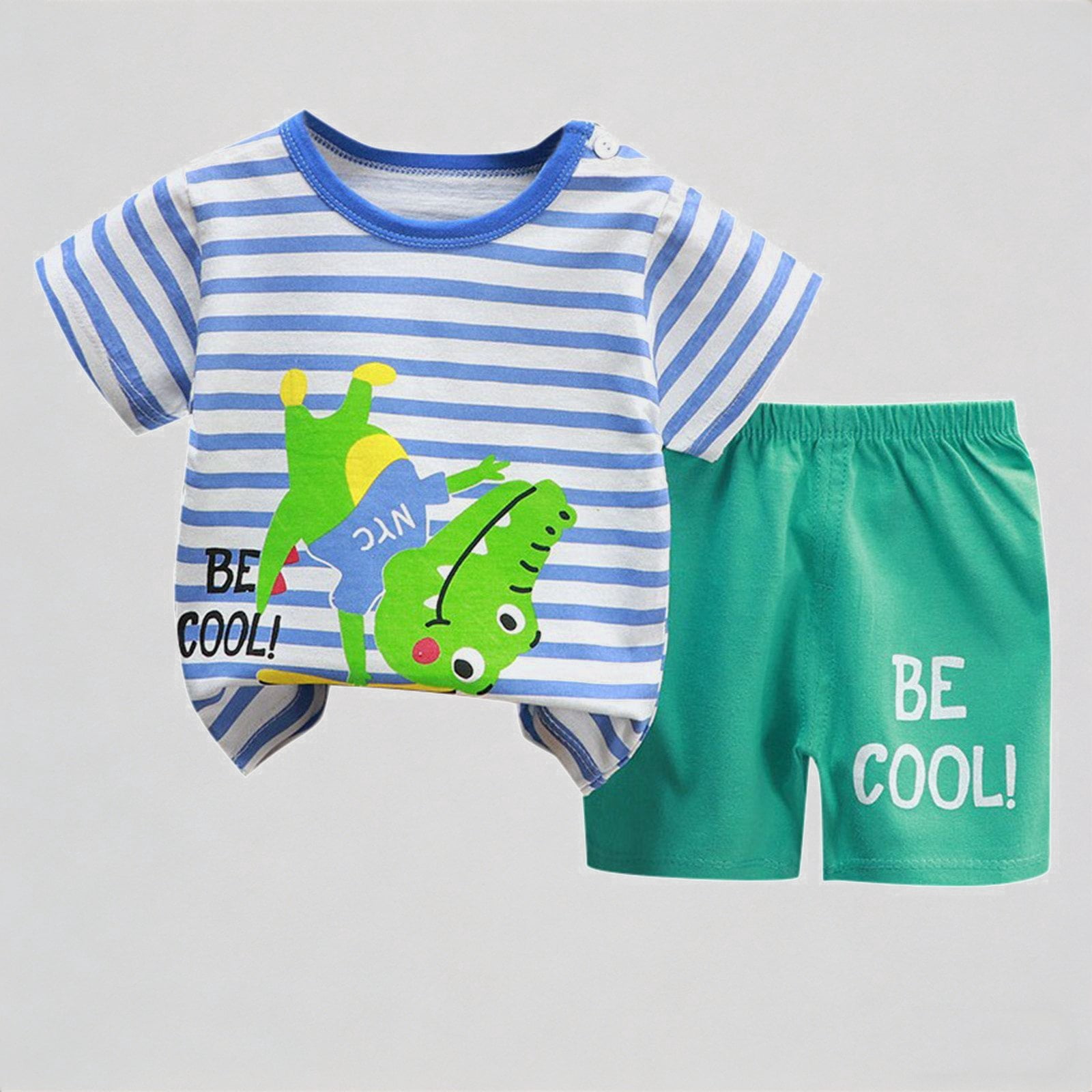 Krdevn Summer Children Short Sleeve Shorts Set Korean Version Of Pure T ...