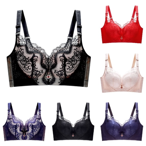 Krdevn Women's Lace Underwire Bra Plus Size Full-Coverage Support Bra ...