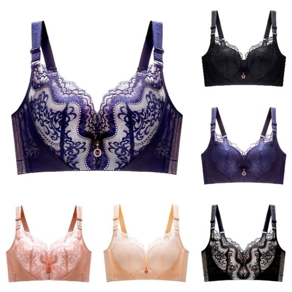 Krdevn Women's Lace Underwire Bra Plus Size Full-Coverage Support Bra ...