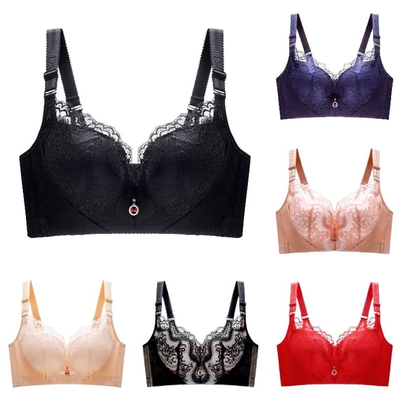 Krdevn Women's Lace Underwire Bra Plus Size Full-Coverage Support Bra ...
