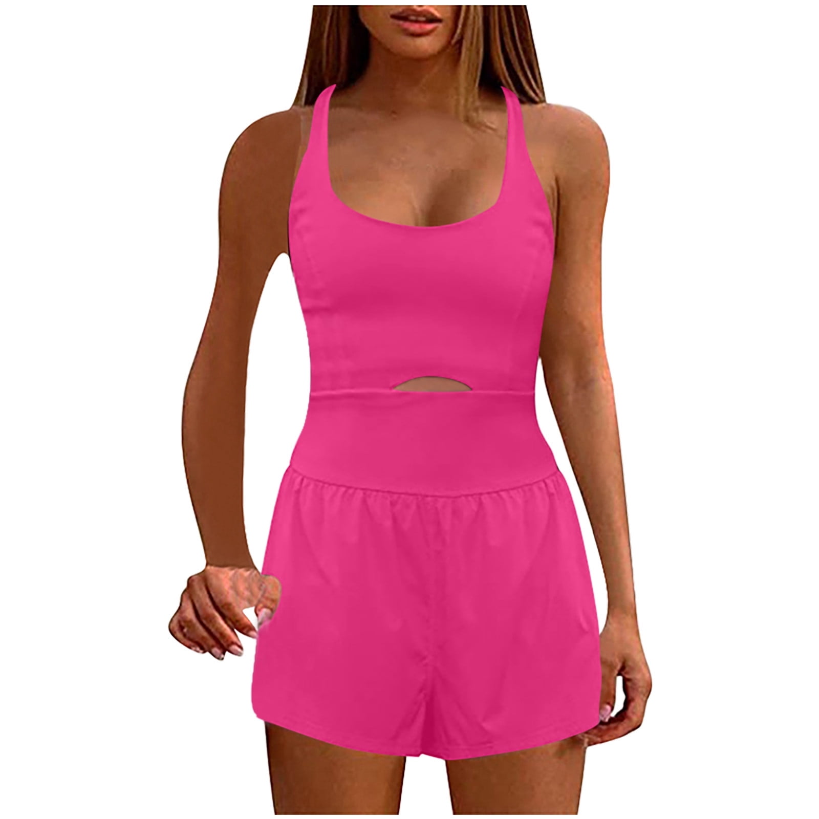 Krdevn Womens Running Onesie Workout Rompers Athletic Romper One Piece ...