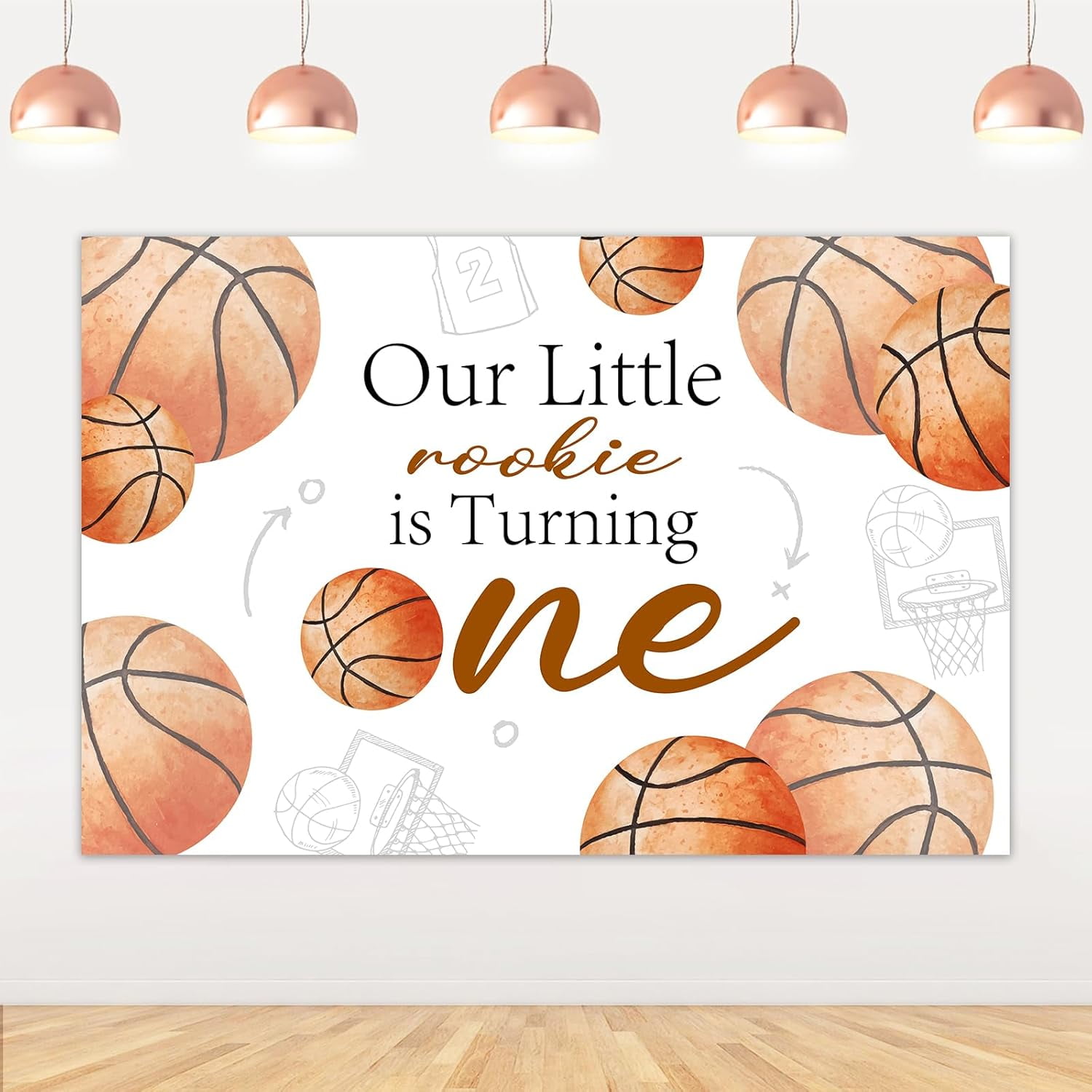 Kreat4joy Basketball 1st First Birthday Decorations, Our Little Rookie Is Turning One Backdrop ...