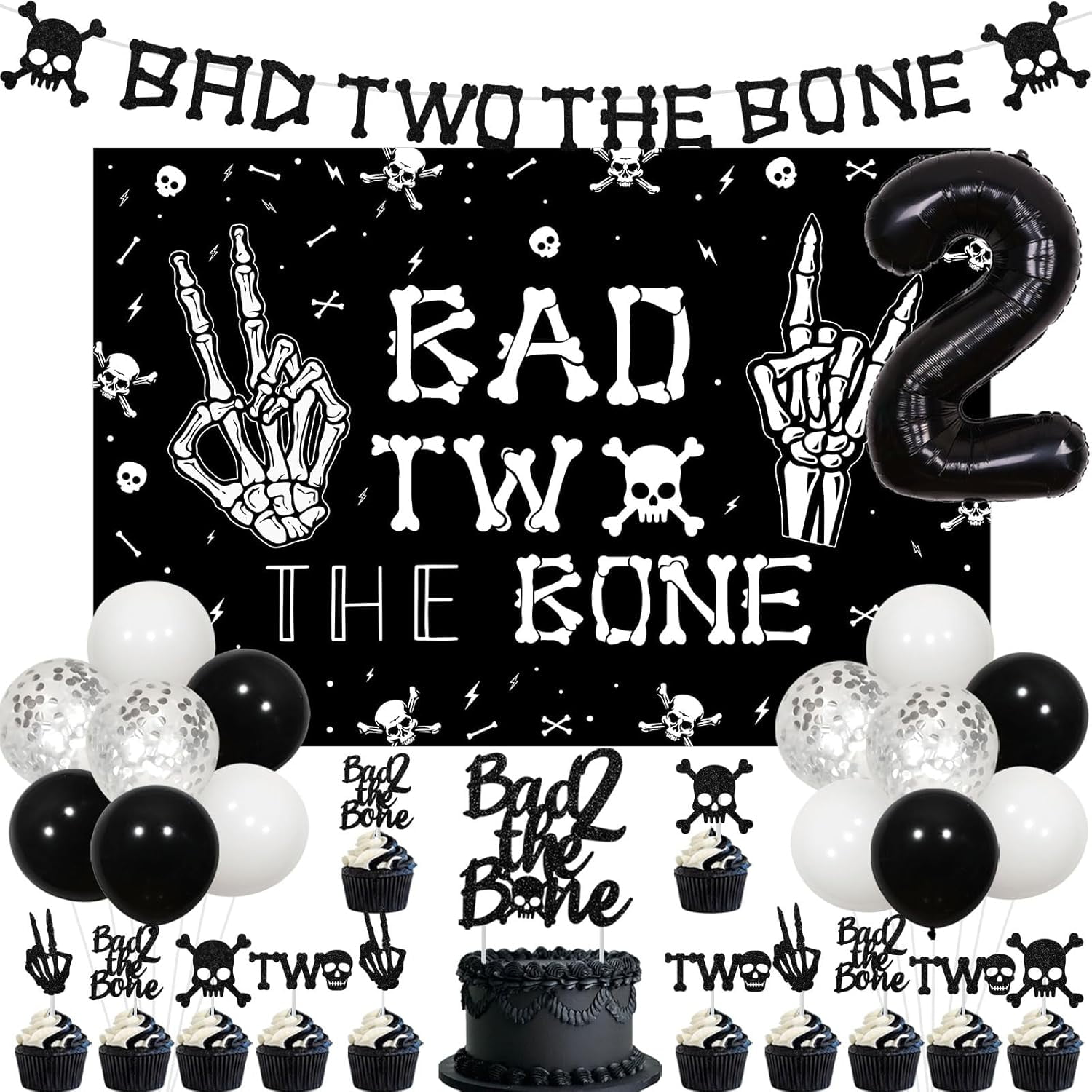 Kreatwow Bad Two The Bone Birthday Decorations Bad 2 The Bone Backdrop ...