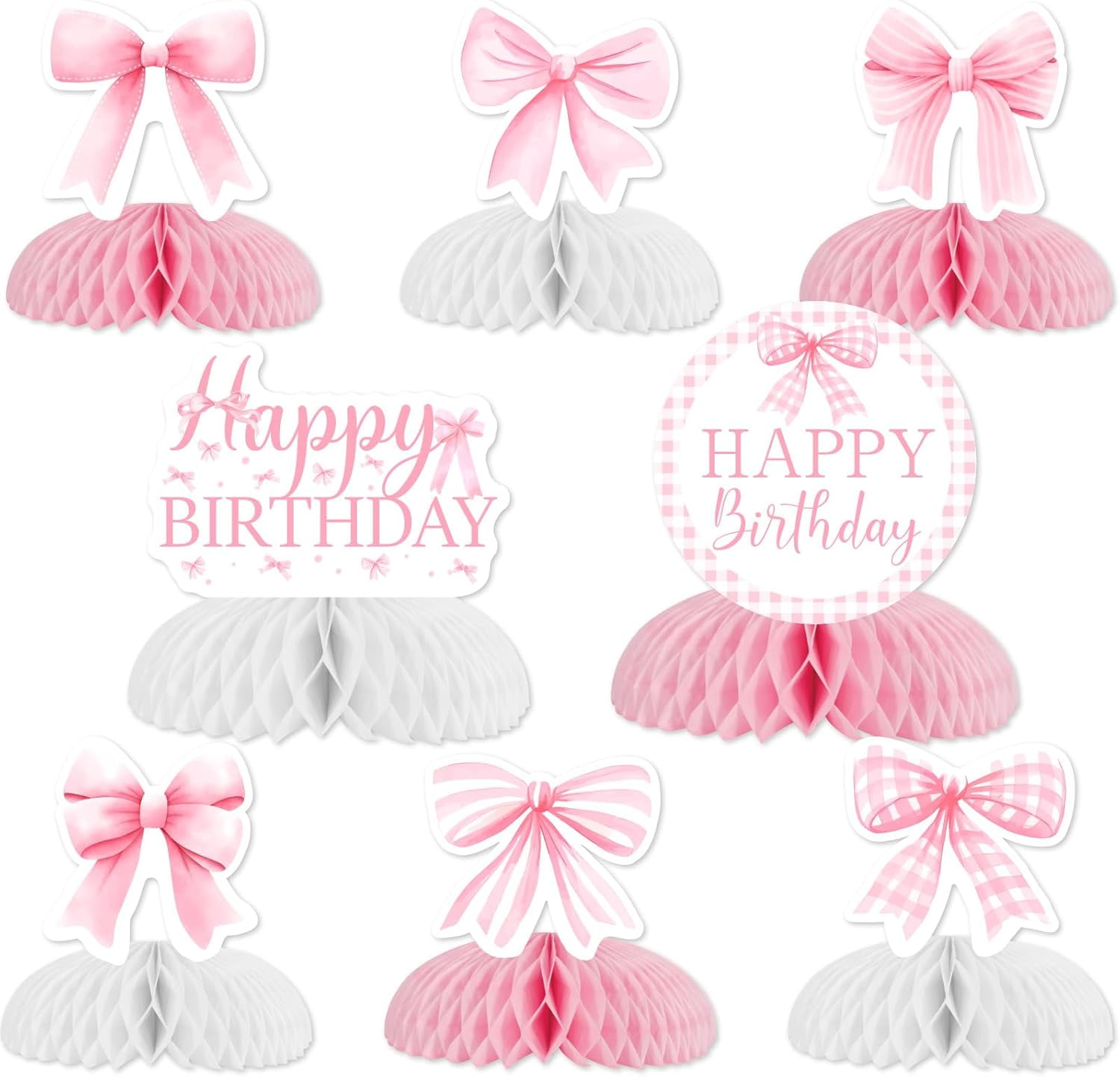 Kreatwow Bow Knot Party Decoration Pink Bow Birthday Centerpieces 8Pcs ...