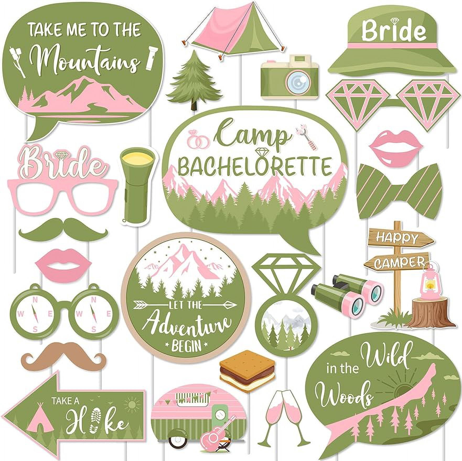 Kreatwow Camp Bachelorette Party Decorations Camping Photo Booth Props ...
