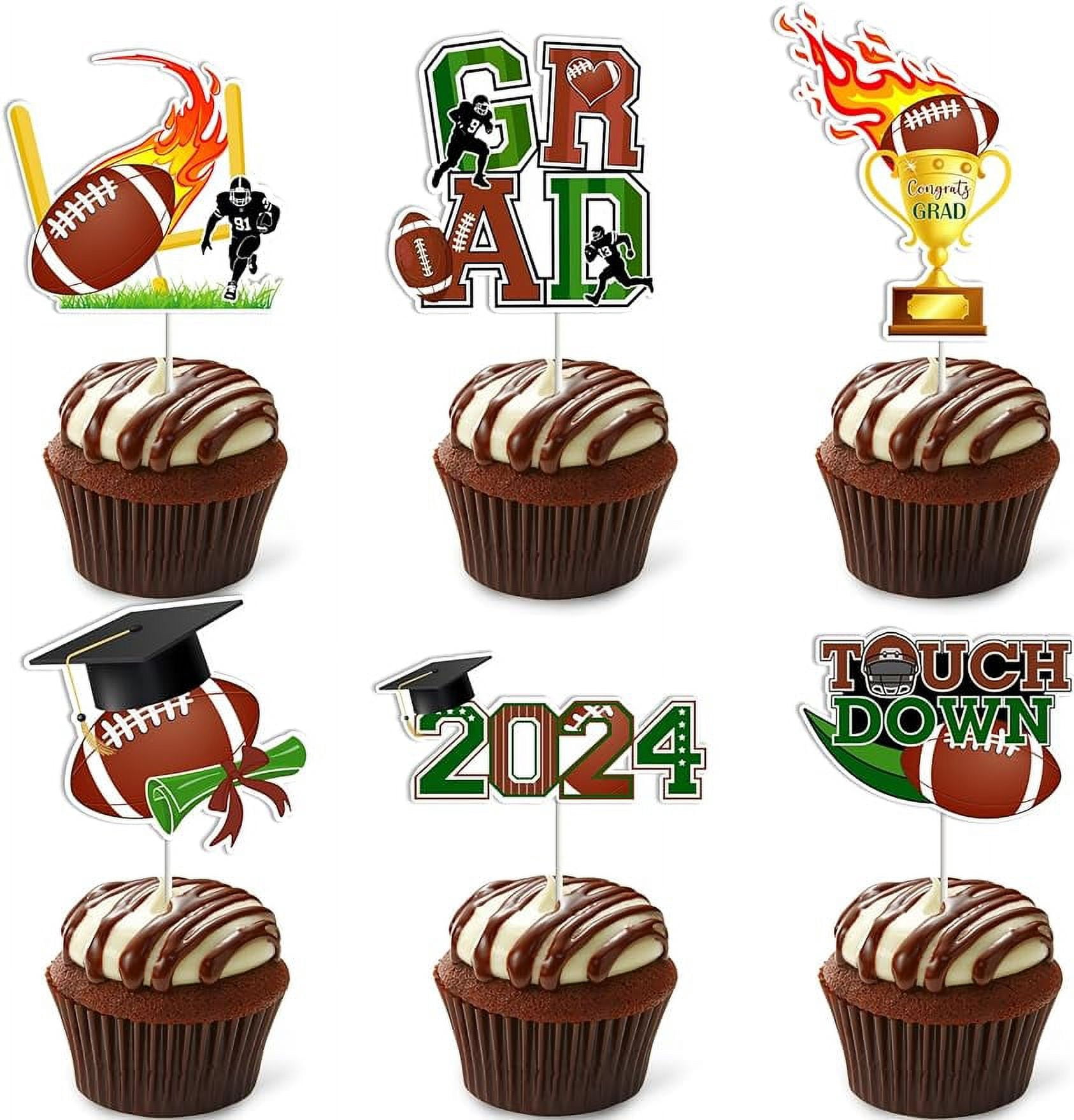 Kreatwow Football Graduation Cupcake Topper Football Grad Party Cake ...