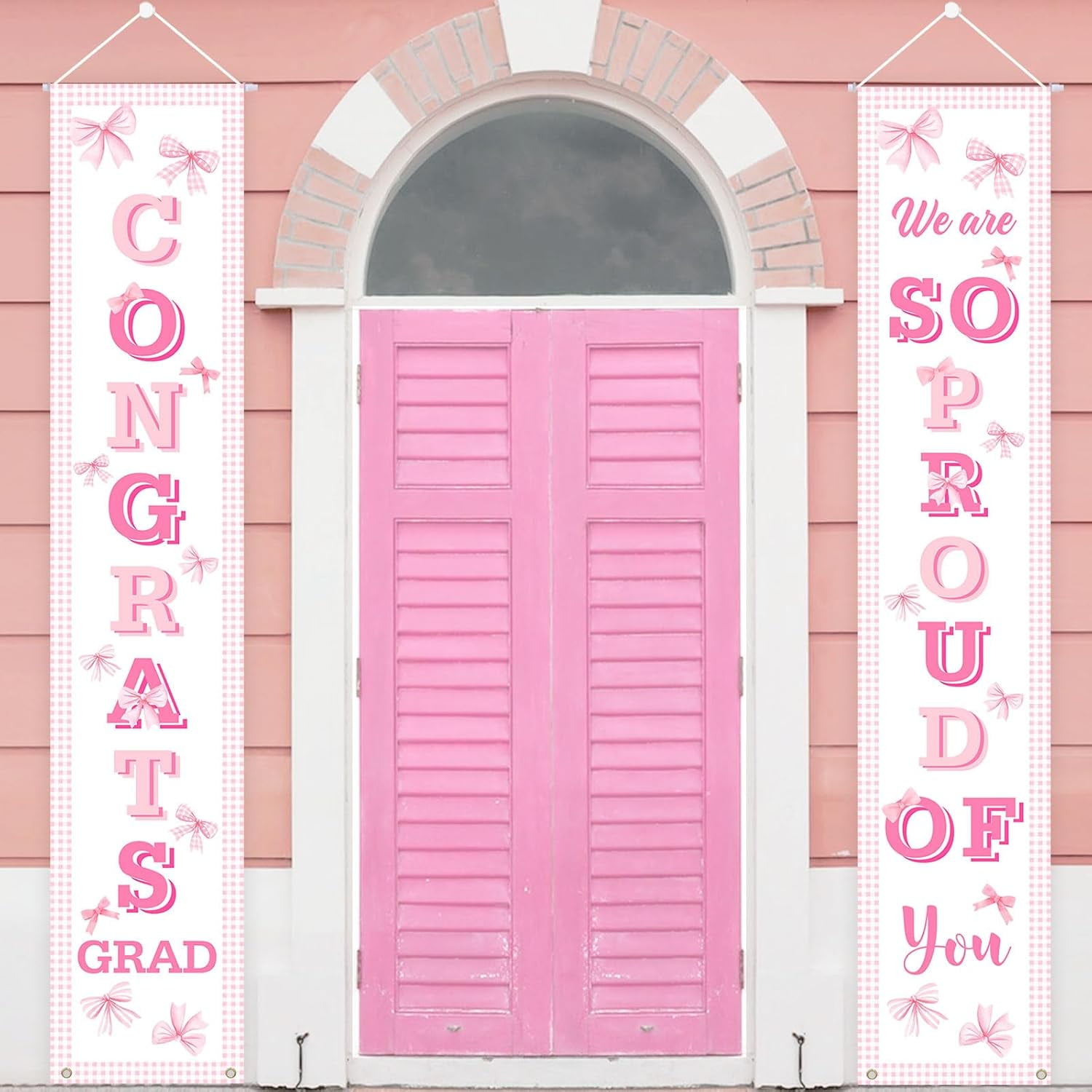 Kreatwow Pink Bow Graduation Door Banner Bow Graduation Party ...