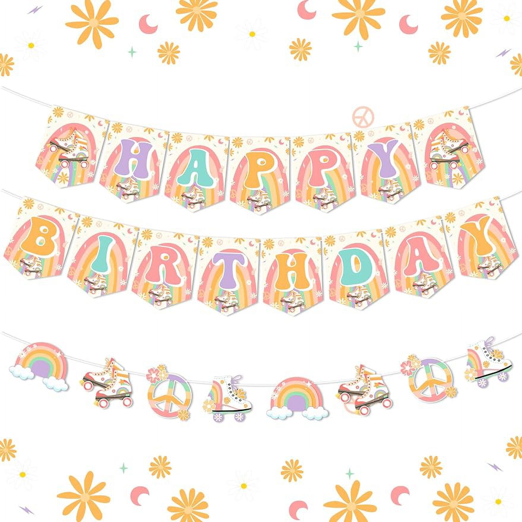 Kreatwow Roller Skating Birthday Decors Groovy Happy Birthday Banner ...