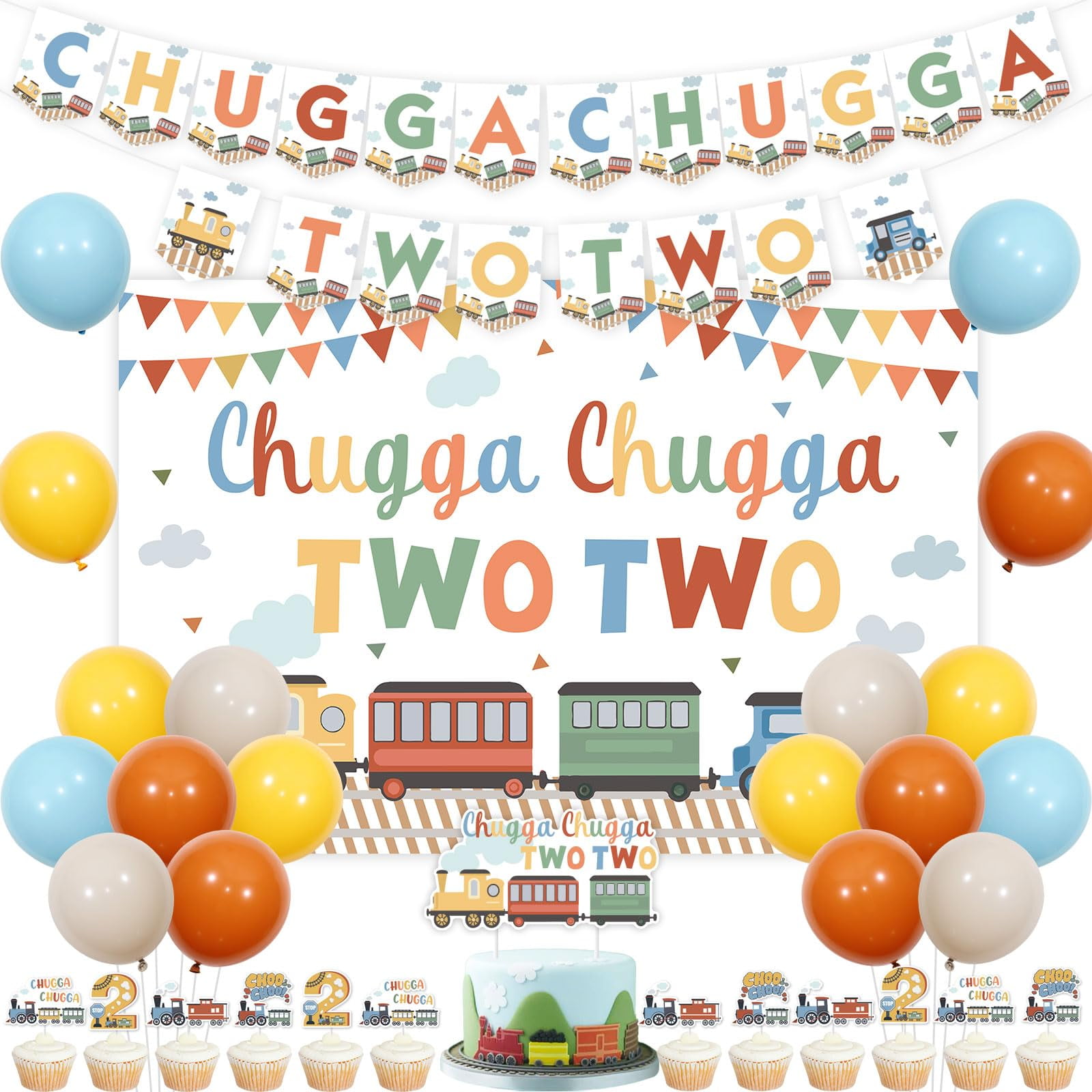 Kreatwow Train 2ndEGSC Birthday Party Decorations Chugga Chugga Two Two ...