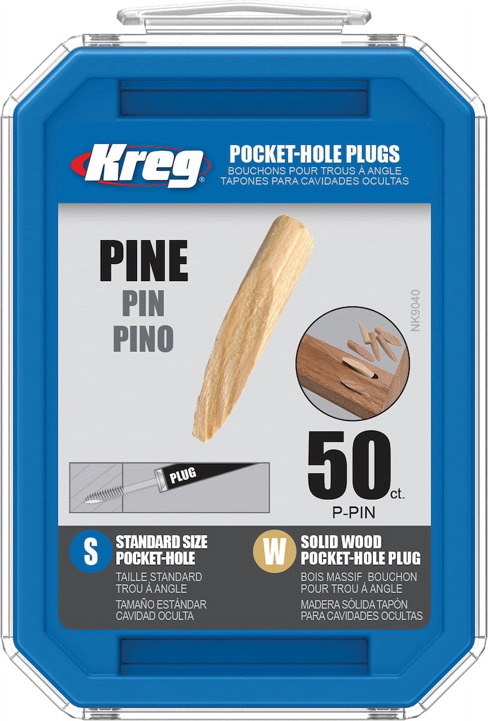 Kreg P-PIN Solid-Wood Pocket-Hole Plugs - Pine - 50 Count (3 Pack ...
