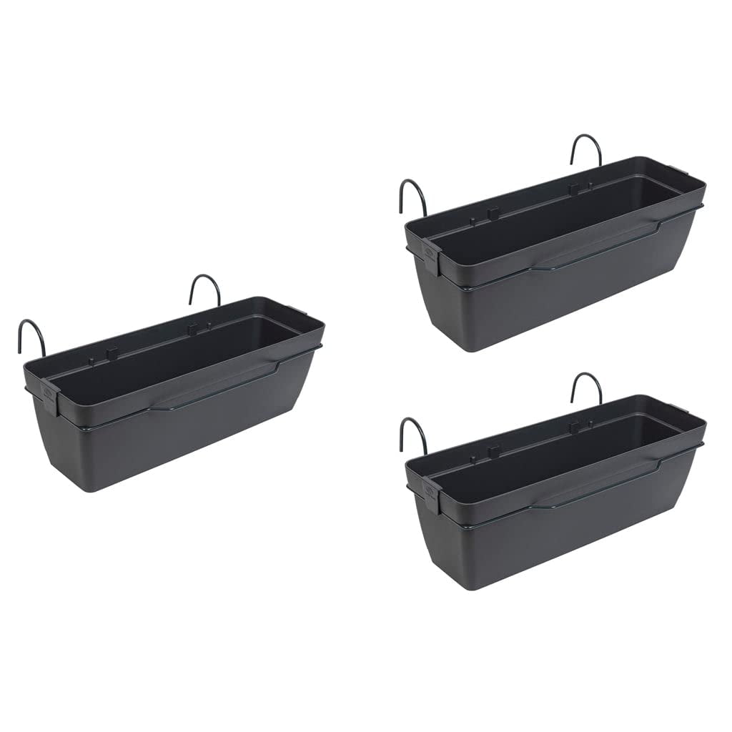 Kreher XL balcony box in discreet look made of plastic in anthracite ...