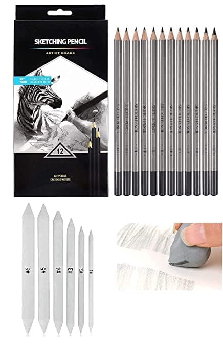 Kreni Art Sketching Pencils Set of 12 Pencils Artist Grade Degree ...