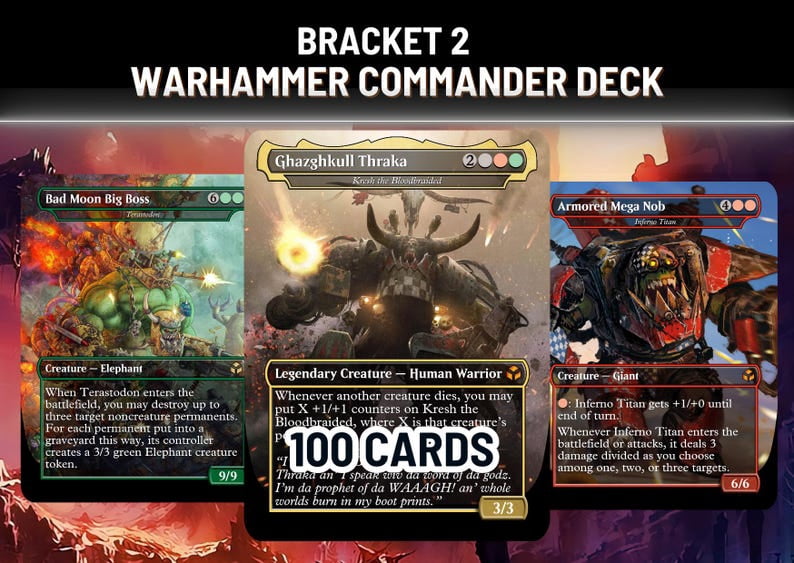Kresh the Bloodbraided EDH Proxy Deck, Bracket 2 Custom Full Art Deck ...