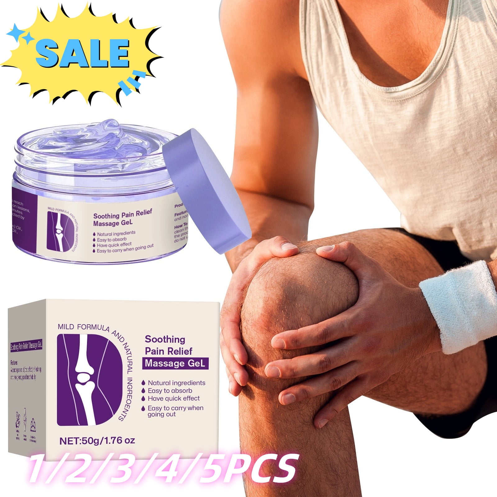 Kresin Joint Pain Gel Purple Gel, Soothes Knees, Lumbar, Neck, Hands ...