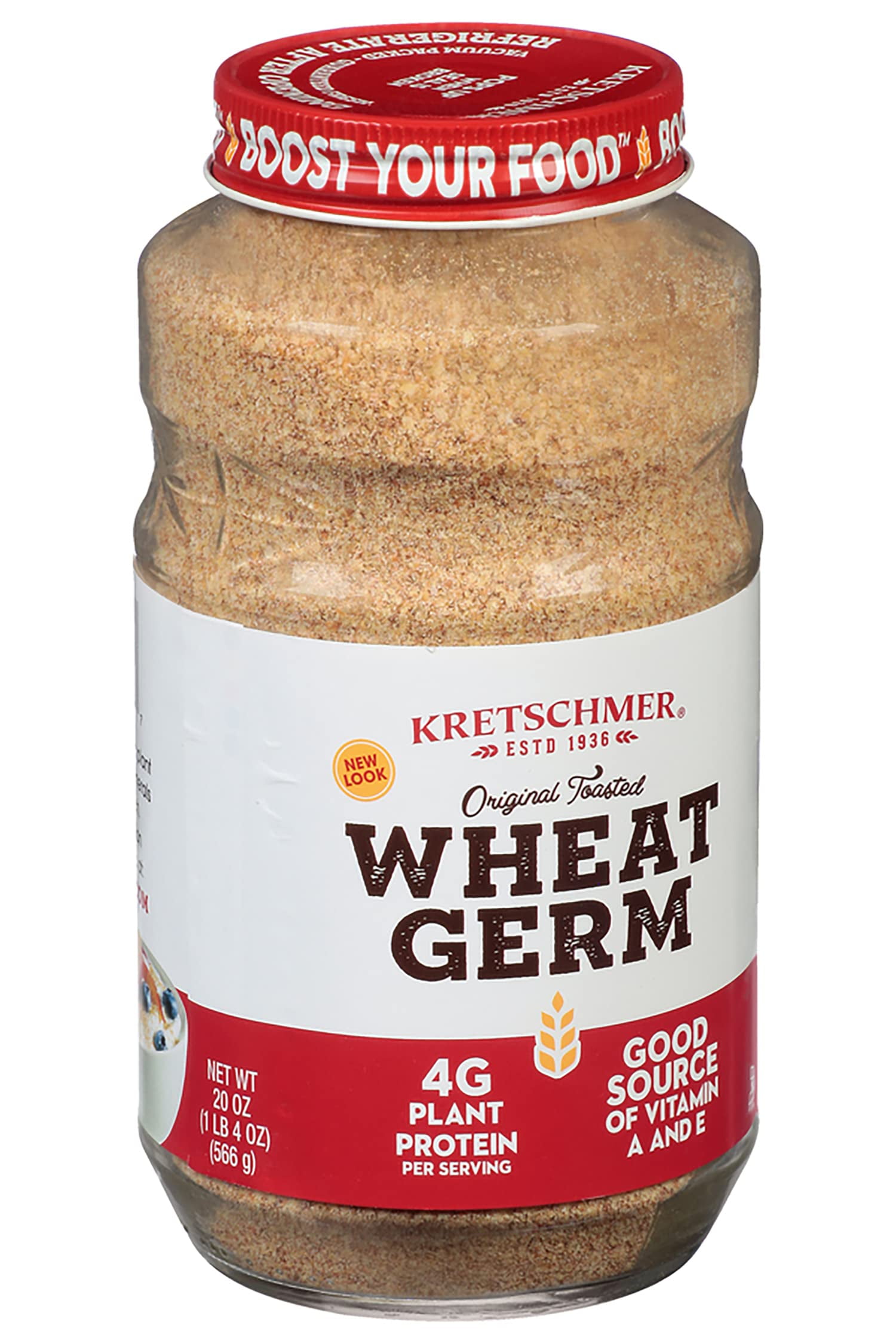 Kretschmer Original Toasted SCH4 Wheat Germ Boost your Food with, 20 Ounce Glass Jar (Pack of 2 ...