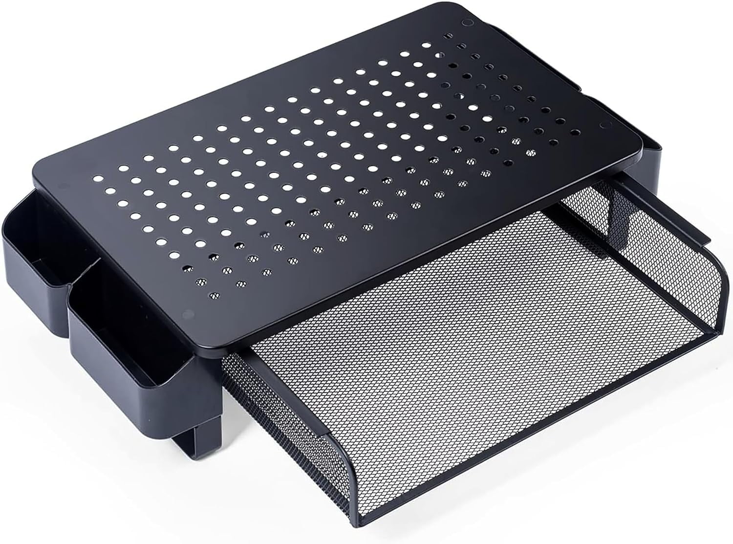 Krevia Metal Adjustable Monitor Stand with Sliding Drawer and Side ...