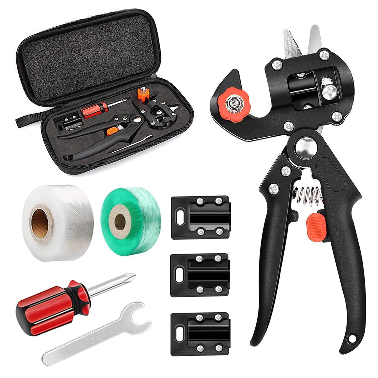 Krewey 2-in-1 Garden Grafting Tools Pruner Kit, V-Graft Omega-Graft and ...