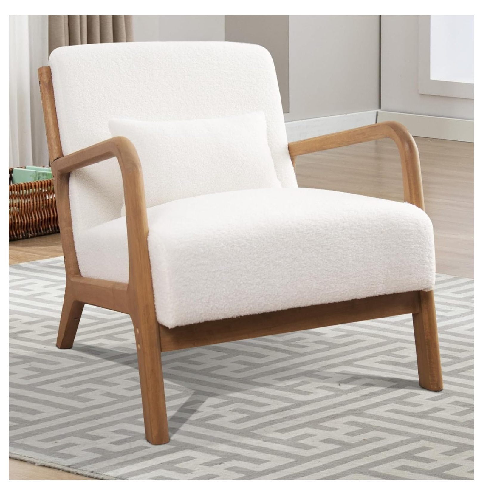 KriKac Century Modern Accent Chair with Lamb Wool Fabric, Upholstered ...