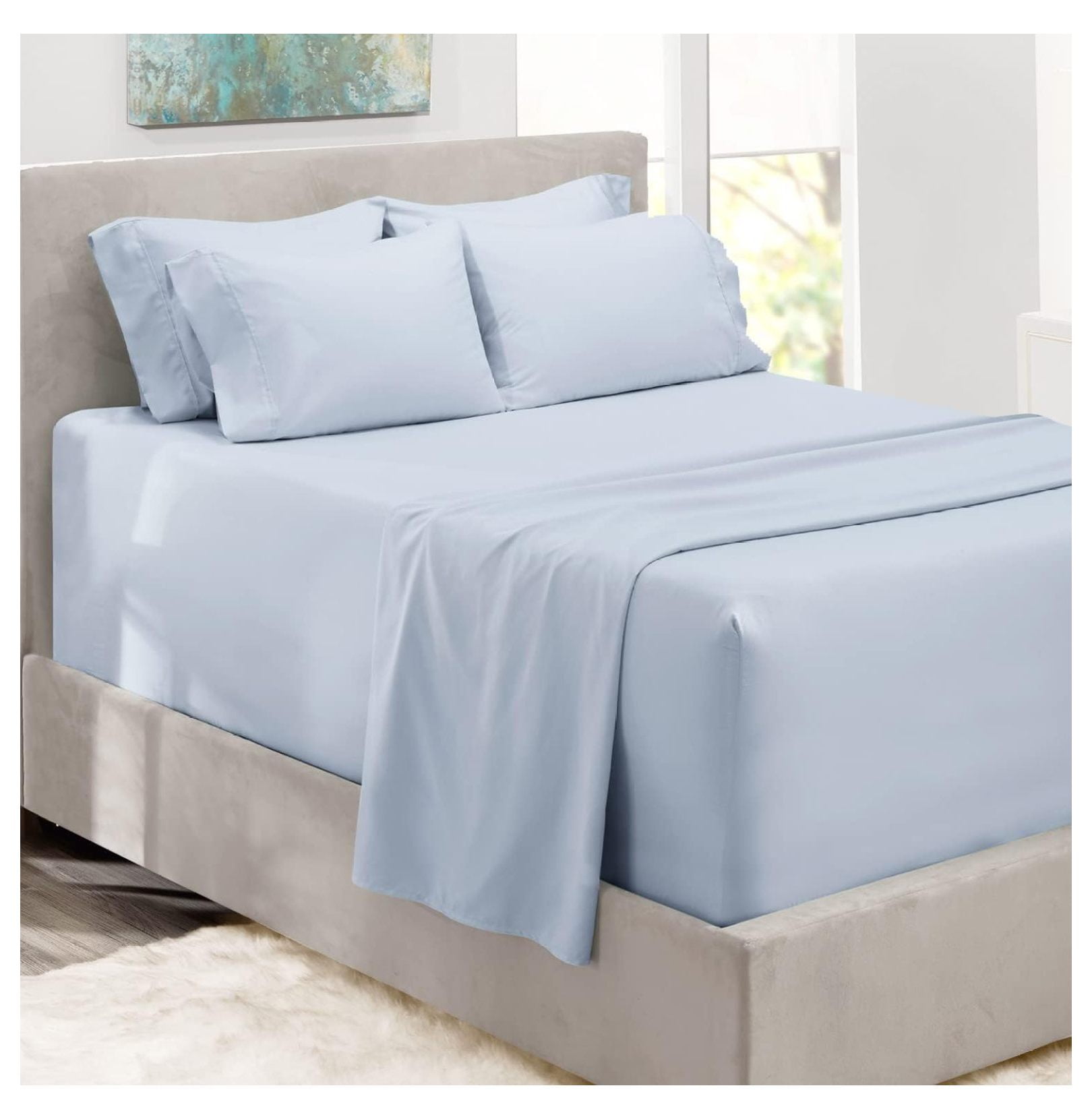 KriKac Extra Deep Pocket King Size Sheets Sets - Fits Mattress 18-24 Inches Deep - Extra Deep ...