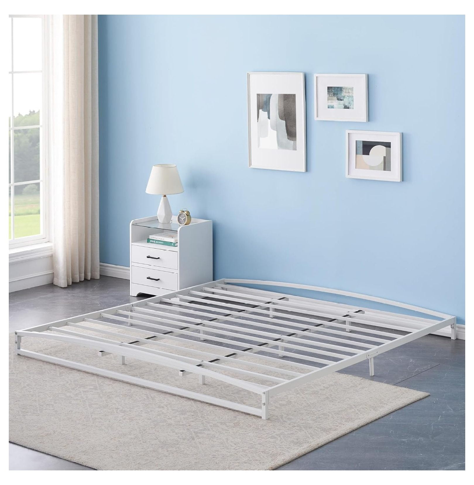 KriKac Low Profile King Bed Frame, 6 Inch Heavy Duty Metal King Size ...
