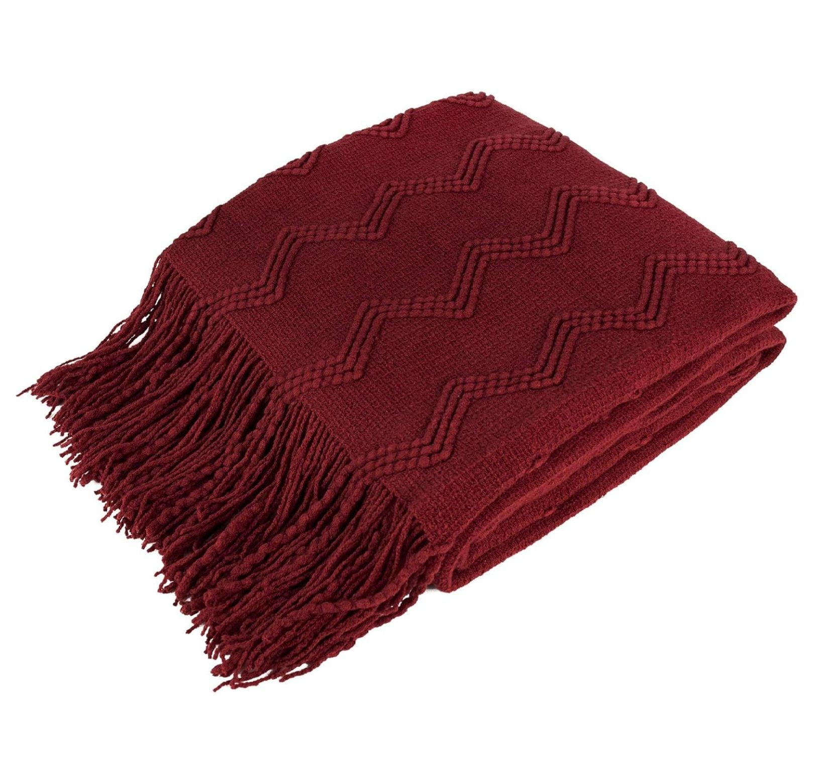 KriKac Maroon Red Knit Throw Blanket Couch, Soft Knitted Boho Farmhouse ...