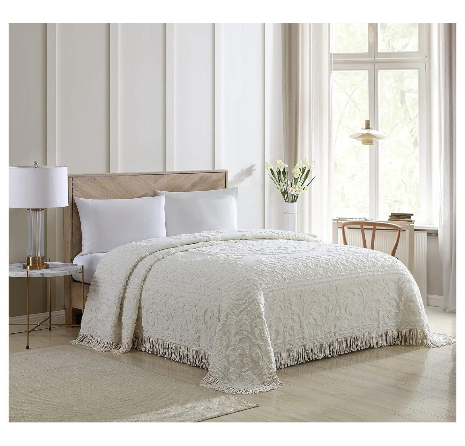 KriKac Medallion Chenille Bedspread, , Ivory - Walmart.com