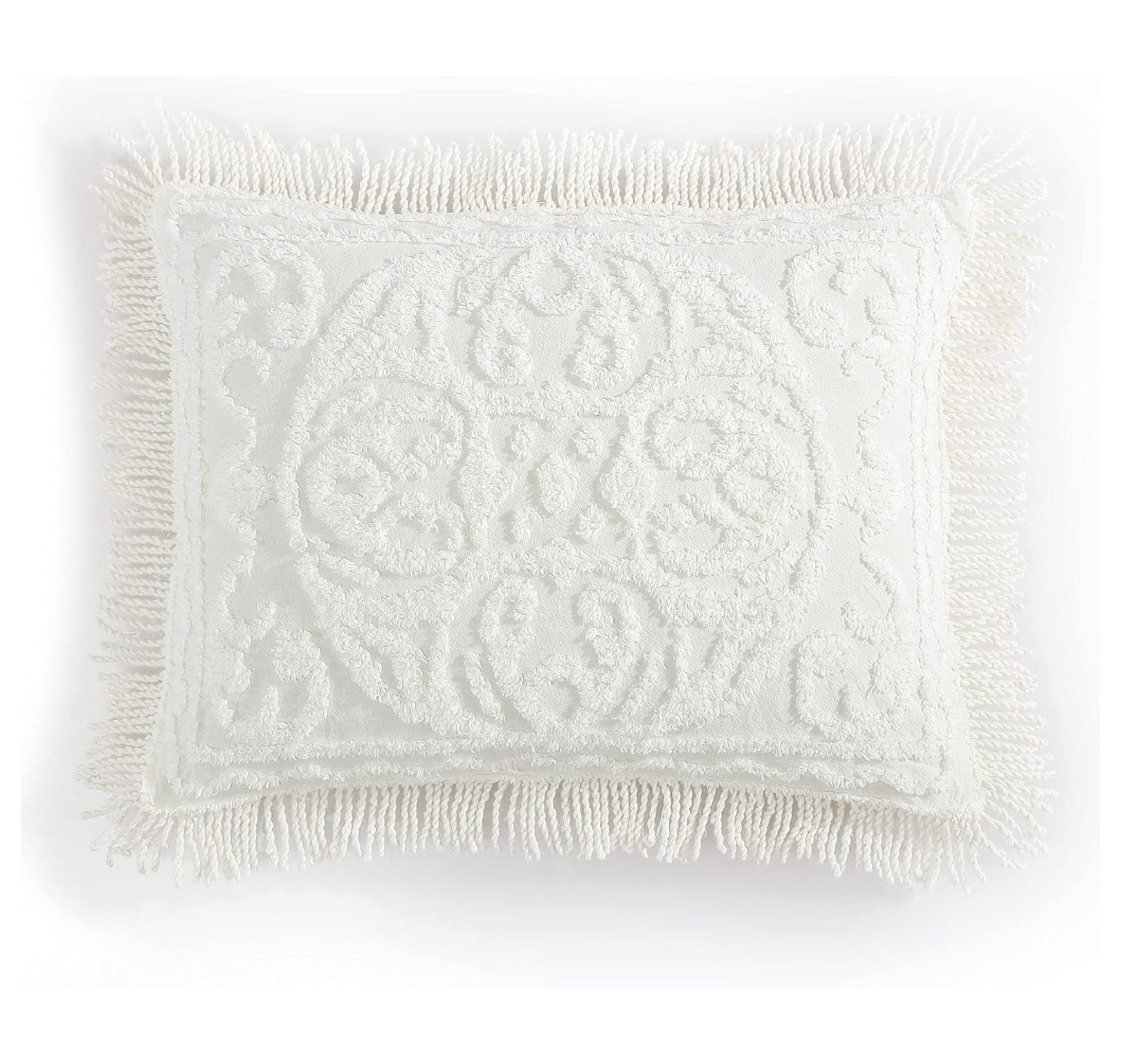 KriKac Medallion Chenille Bedspread, Standard Sham, Ivory - Walmart.com