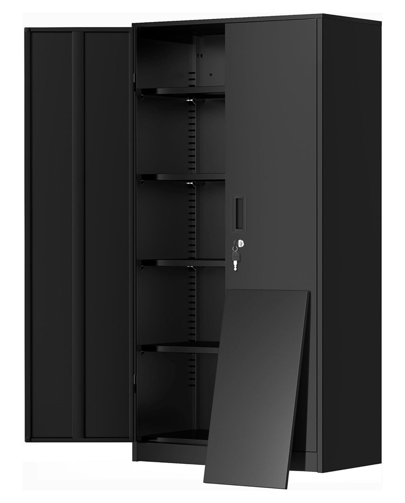 KriKac Metal Garage Storage Cabinet, 72'' Lockable Steel Cabinet with 2 ...