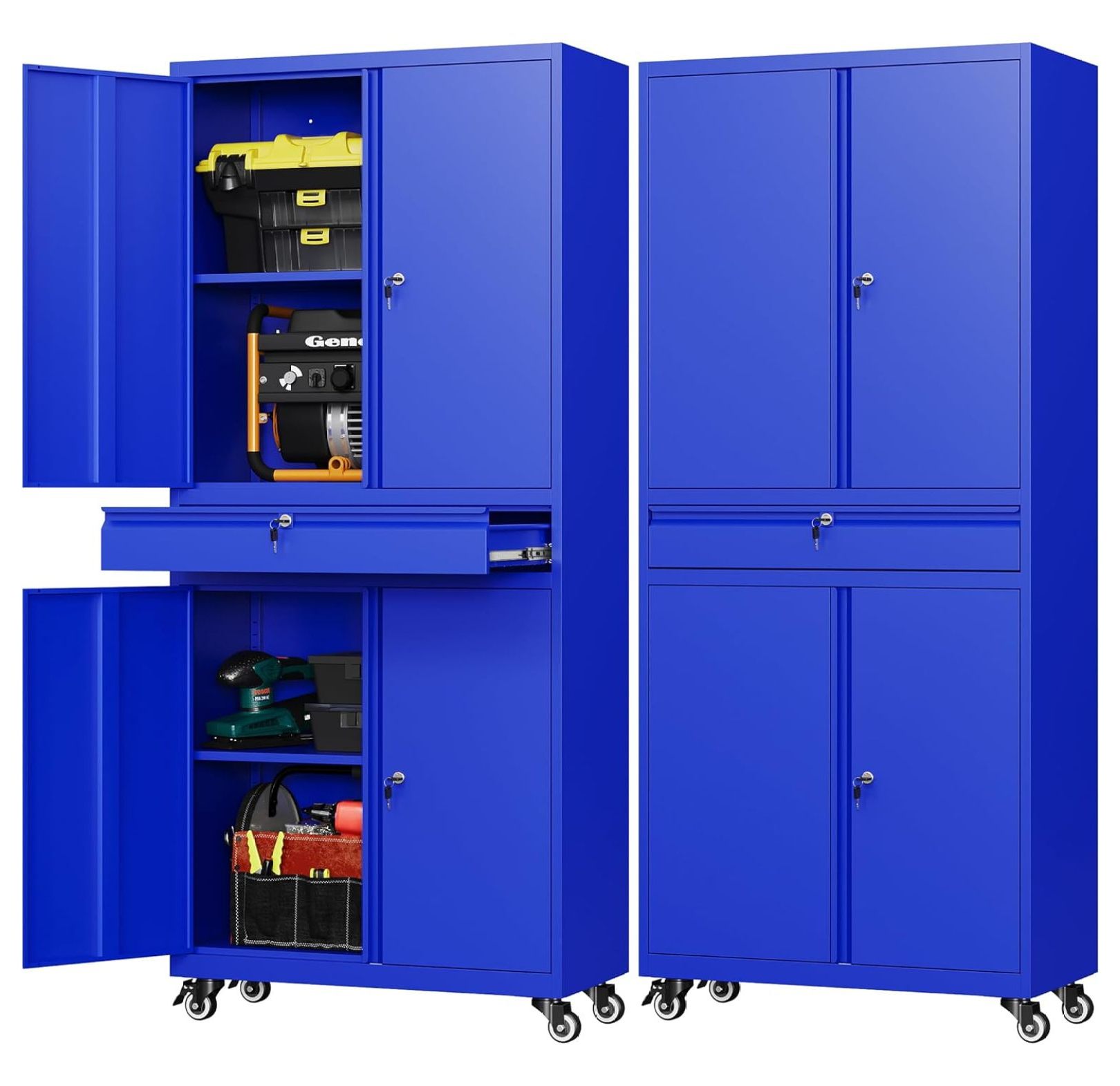 KriKac Metal Garage Storage Cabinet with Wheels,72“ Rolling Tool ...