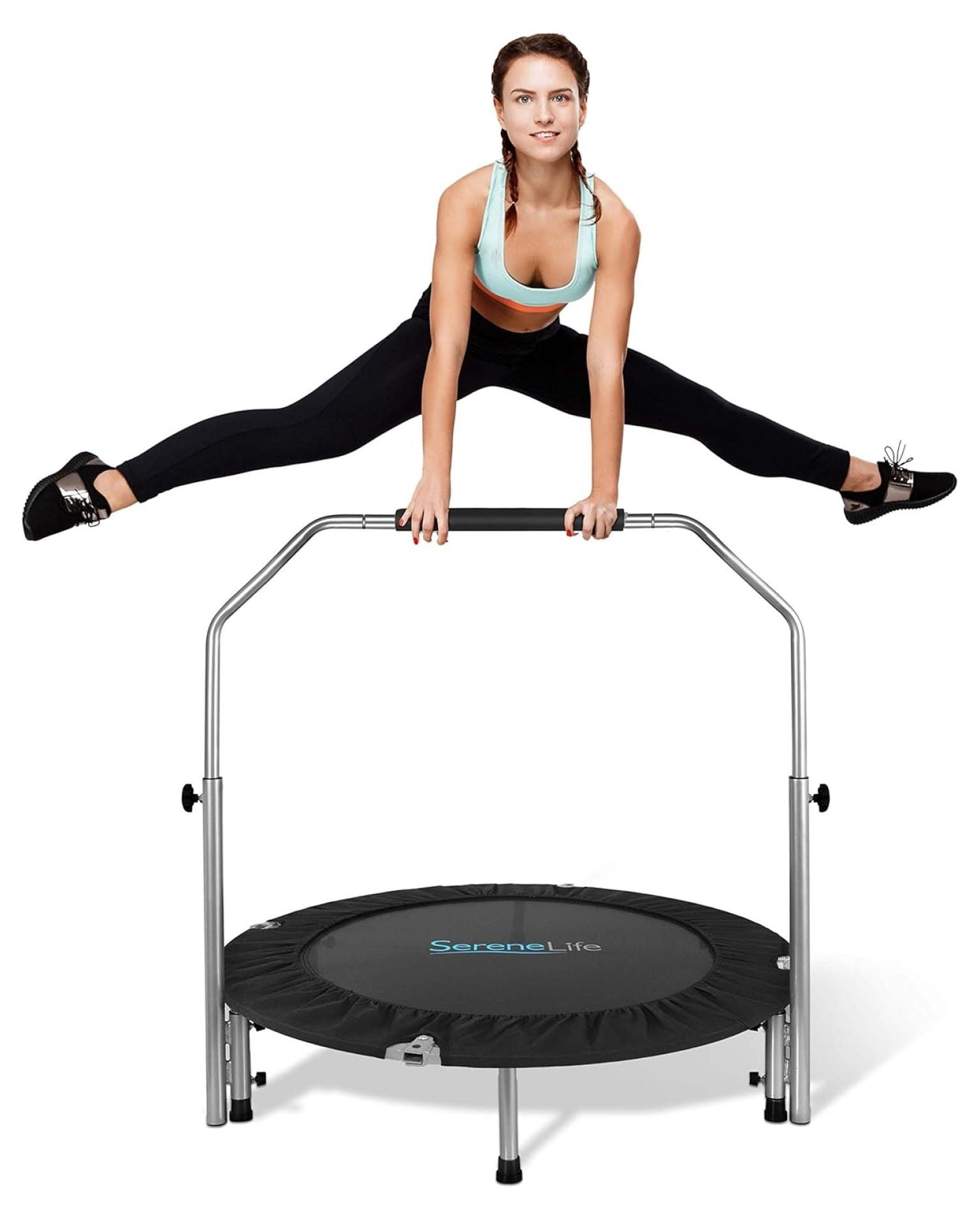 KriKac Portable & Foldable Trampoline - 40" in-Home Mini Rebounder with ...