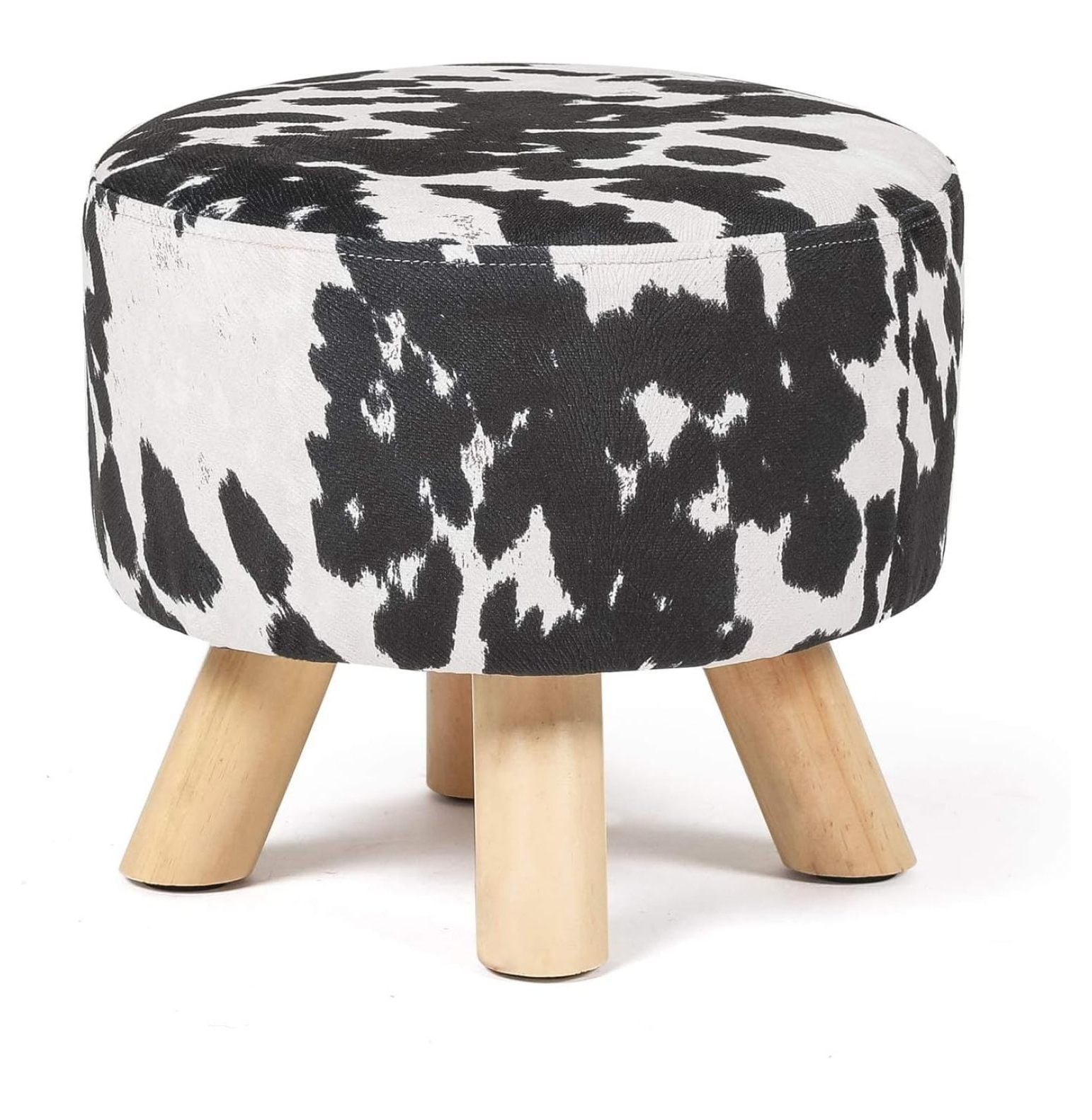 KriKac Small Round Ottoman Foot Rest Stool Linen Padded Seat Footstool ...