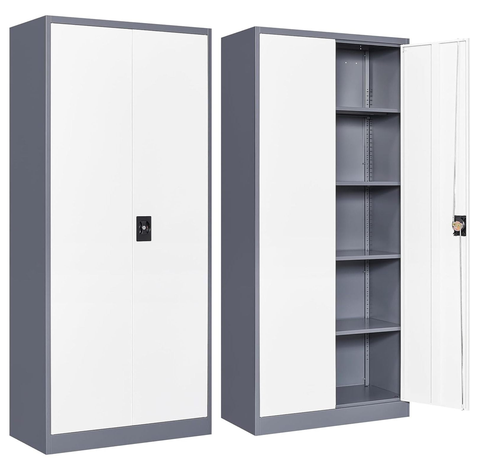 KriKac Storage Cabinet with Doors and Shelves,71" Metal Storage Cabinet ...