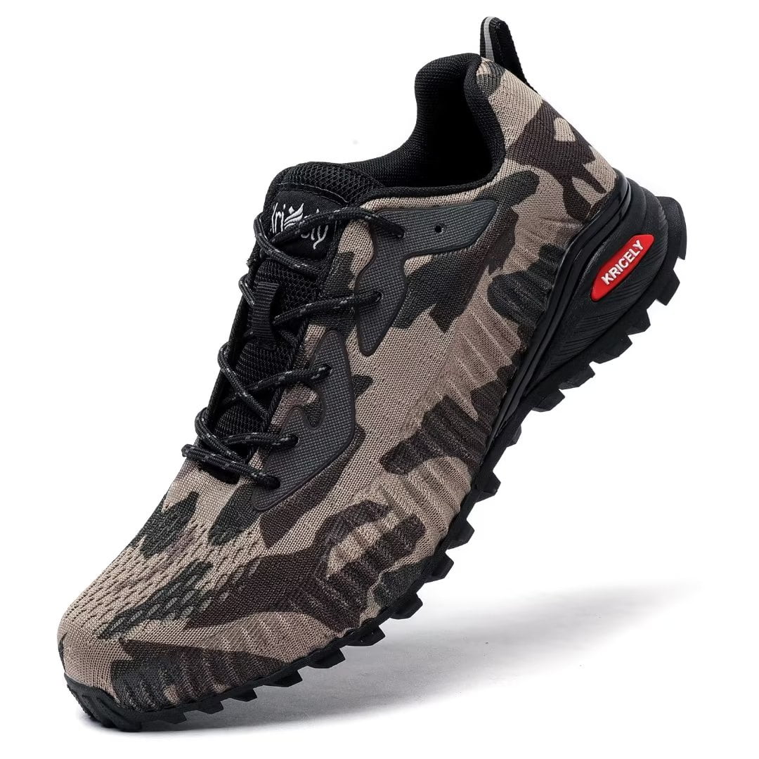 Kricely Men's Trail Running Shoes Fashion Hiking Sneakers for Men Camo Tennis Cross Training ...