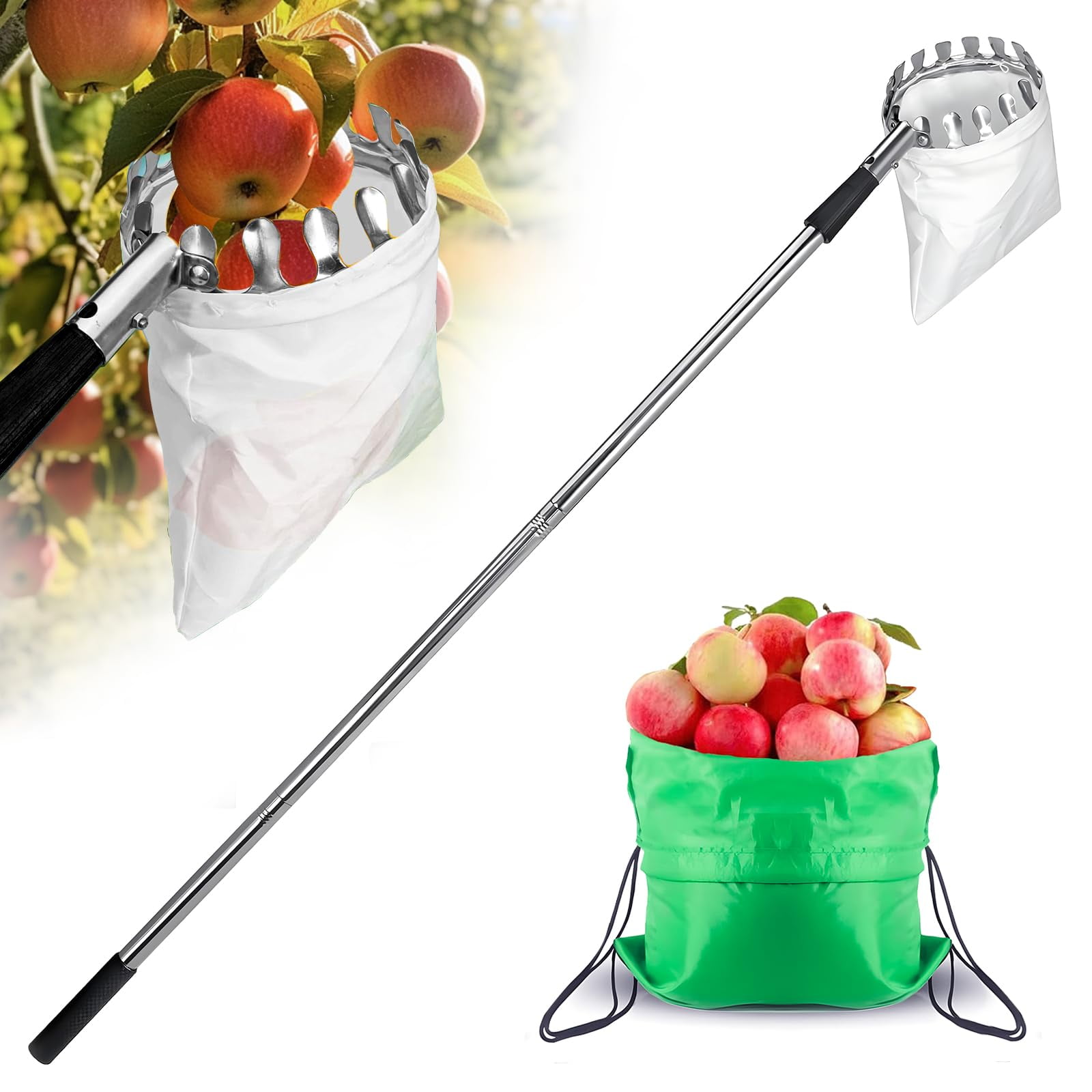 Kriico Fruit Picker Pole Tool with Basket Telescoping, 3.2FT-7.9FT ...