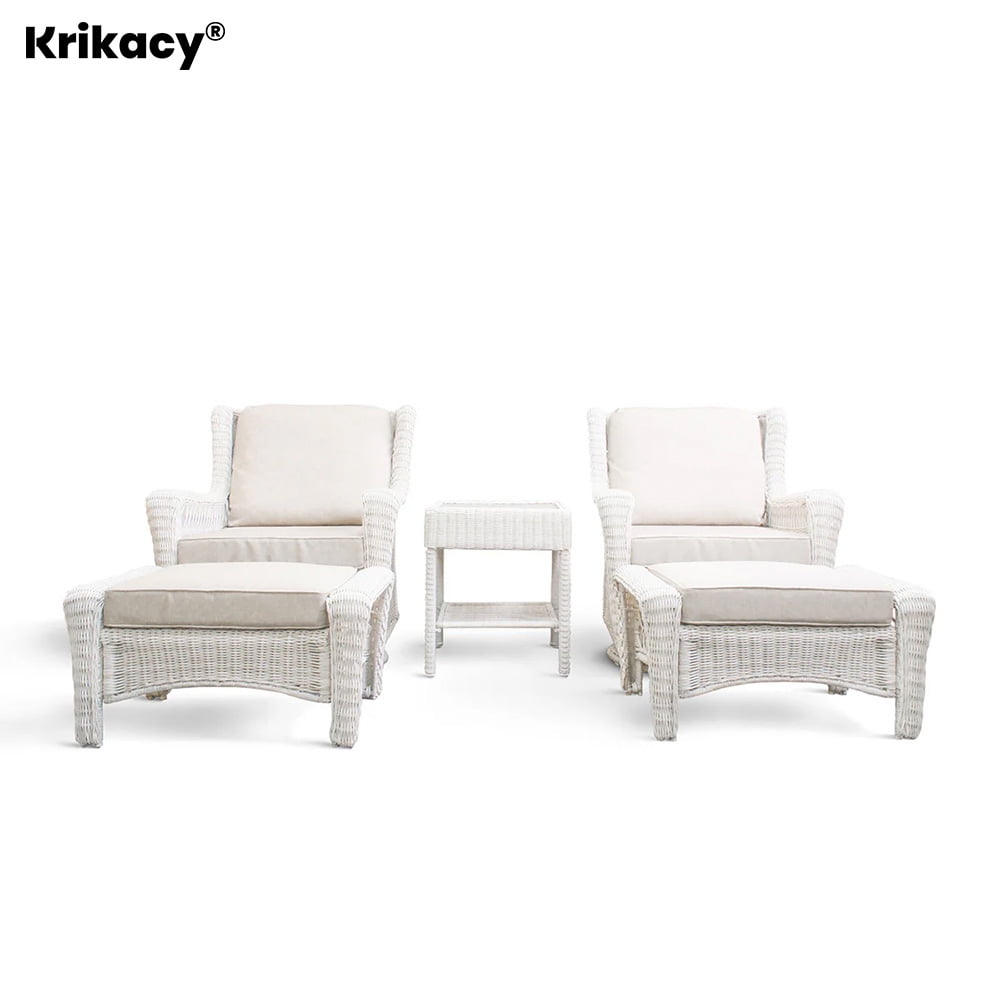 Krikacy 5-Piece Wicker Outdoor All-Weather Handwoven Set, Beige ...