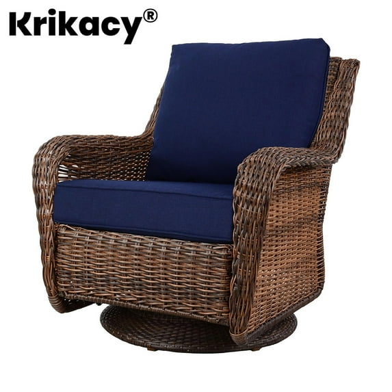 Krikacy Rattan Rocking Chair, Swivel, All-Weather Handwoven Furniture ...