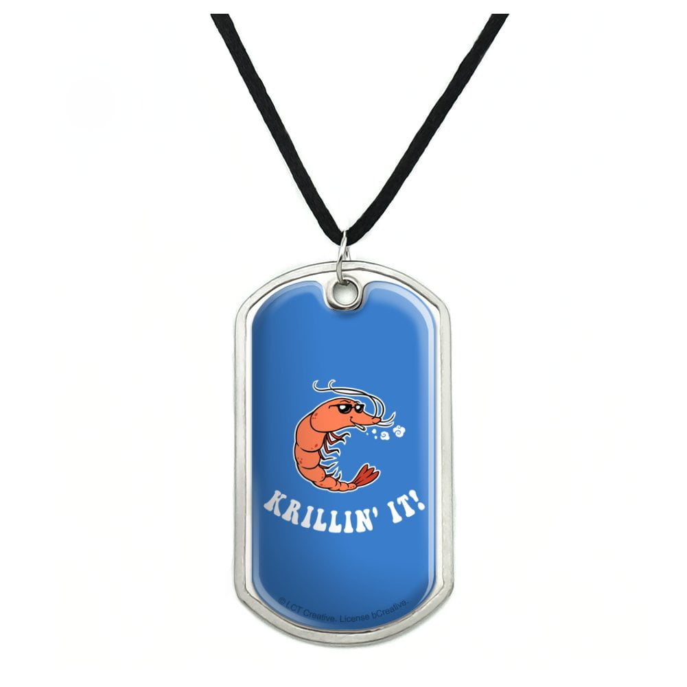 Krillin' It Killing Funny Humor Military Dog Tag Pendant Necklace with ...