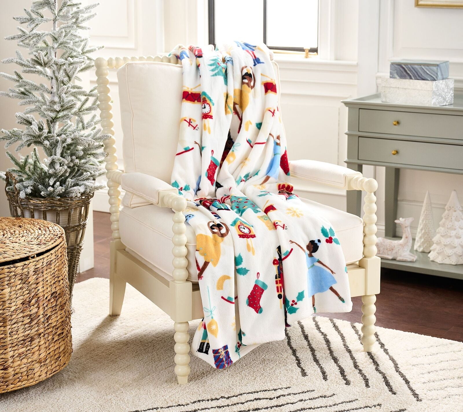 Kringle Express Oversized Printed Whimsical Throw in Nut Cracker-Blk ...