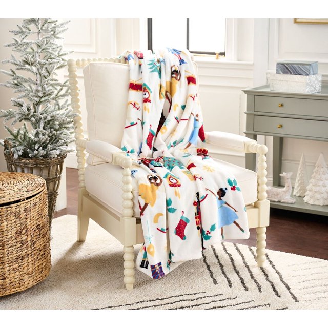 Kringle Express Oversized Printed Whimsical Throw in Nut Cracker-Blk ...