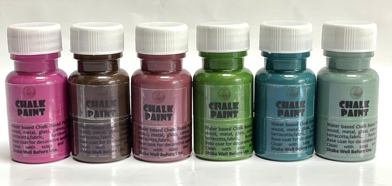 Krinjal Creations Chalk acrylic paints with matte finish Combo of Vintage Shades Pack of 6 20ml ...
