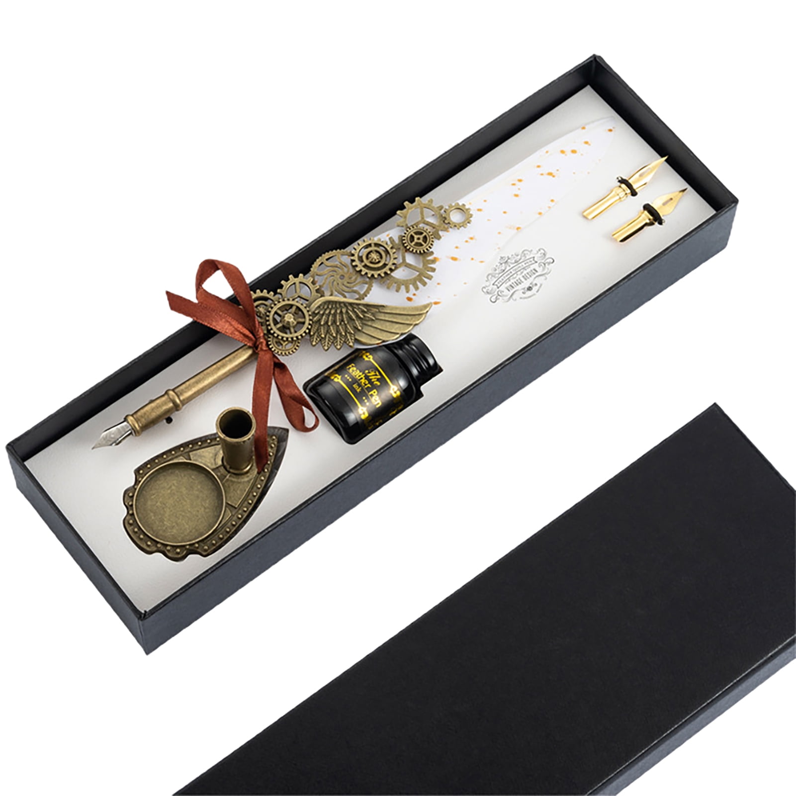 Kripyery 0.5mm Smooth Writing Quill Pen Set Eye-catching Copper ...