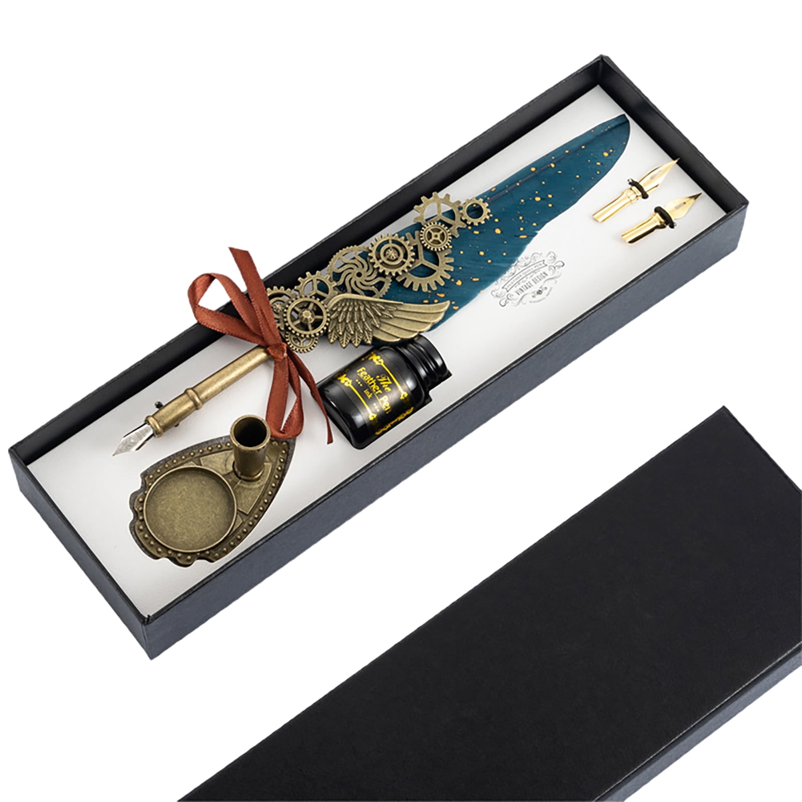 Kripyery 0.5mm Smooth Writing Quill Pen Set Eye-catching Copper ...