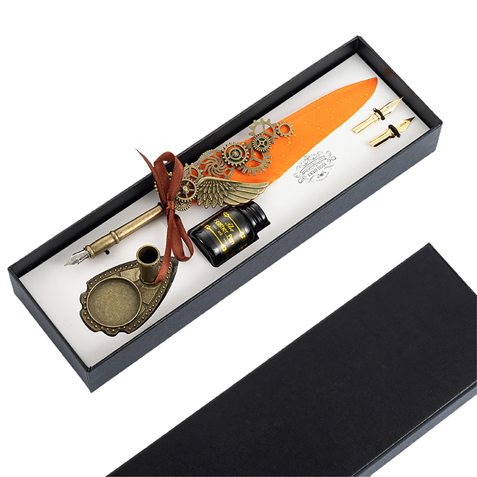 Kripyery 0.5mm Smooth Writing Quill Pen Set Eye-catching Copper ...