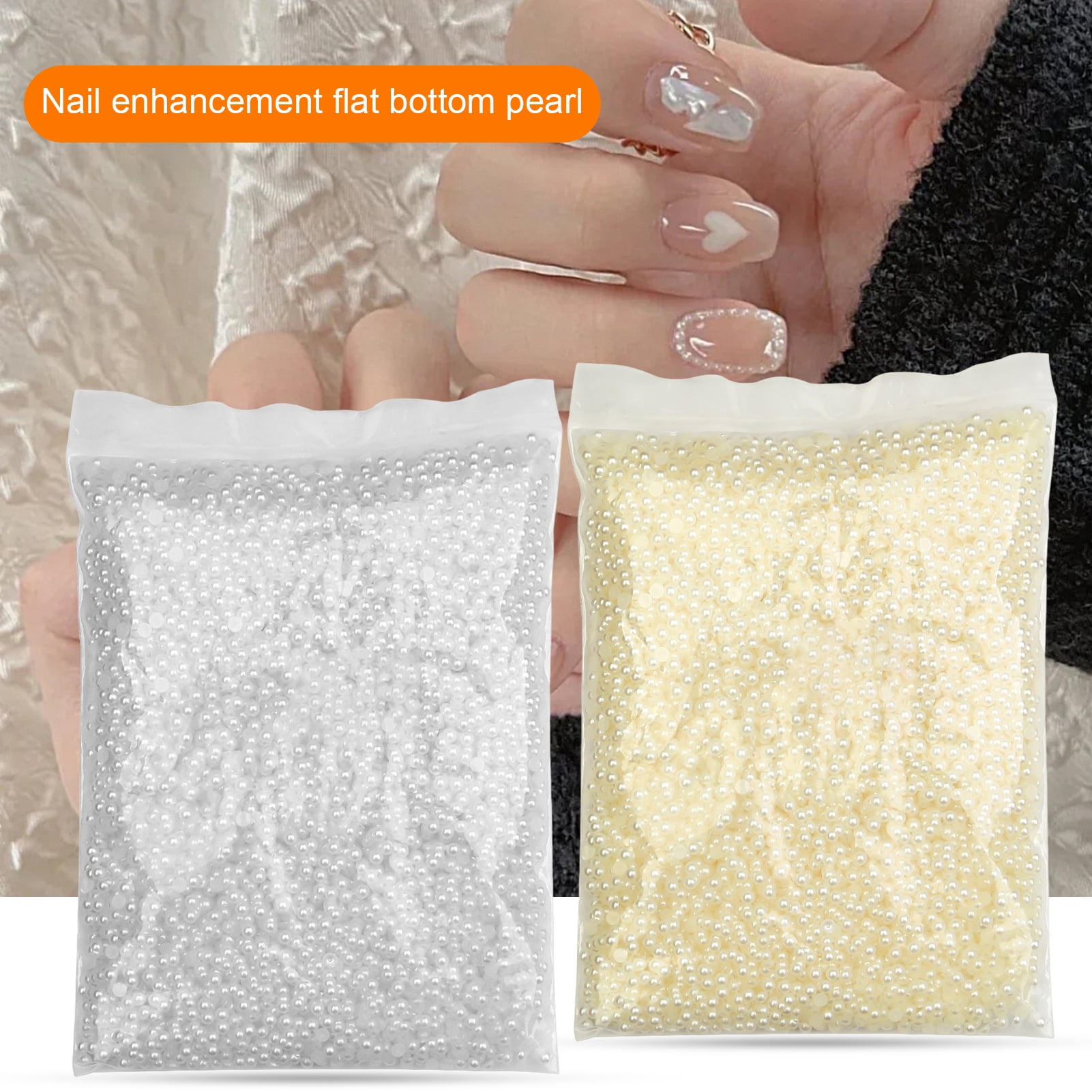 Kripyery 1 Bag Nail Art Faux Pearls Three-dimensional Flatback Shiny ...