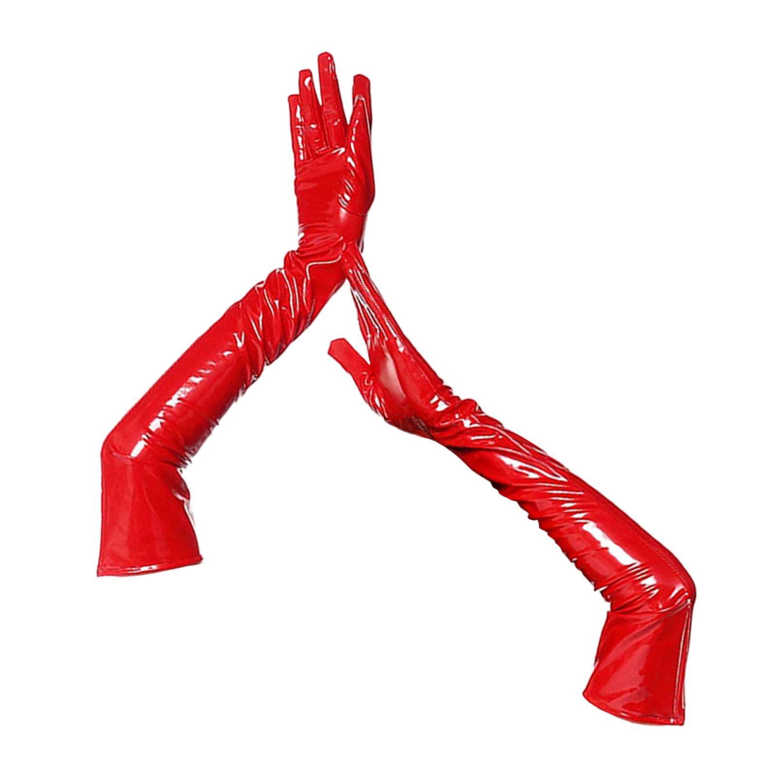 Kripyery 1 Pair High Elasticity Solid Color Dance Gloves Bright Faux ...
